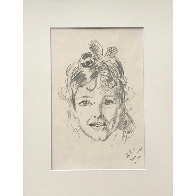 Vintage Drawing of a Young Girl by Robert Whitmore 1943 | Chairish