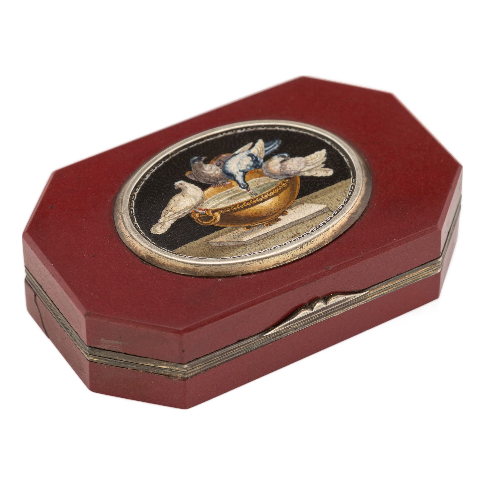 Antique Italian Silver and Silver Gilt Mounted Micro Mosaic Box, 1890 ...