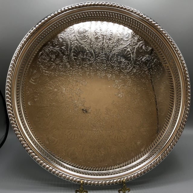 1960s Rogers Silver Plated Shell Pattern Engraved Cocktail Serving Tray ...