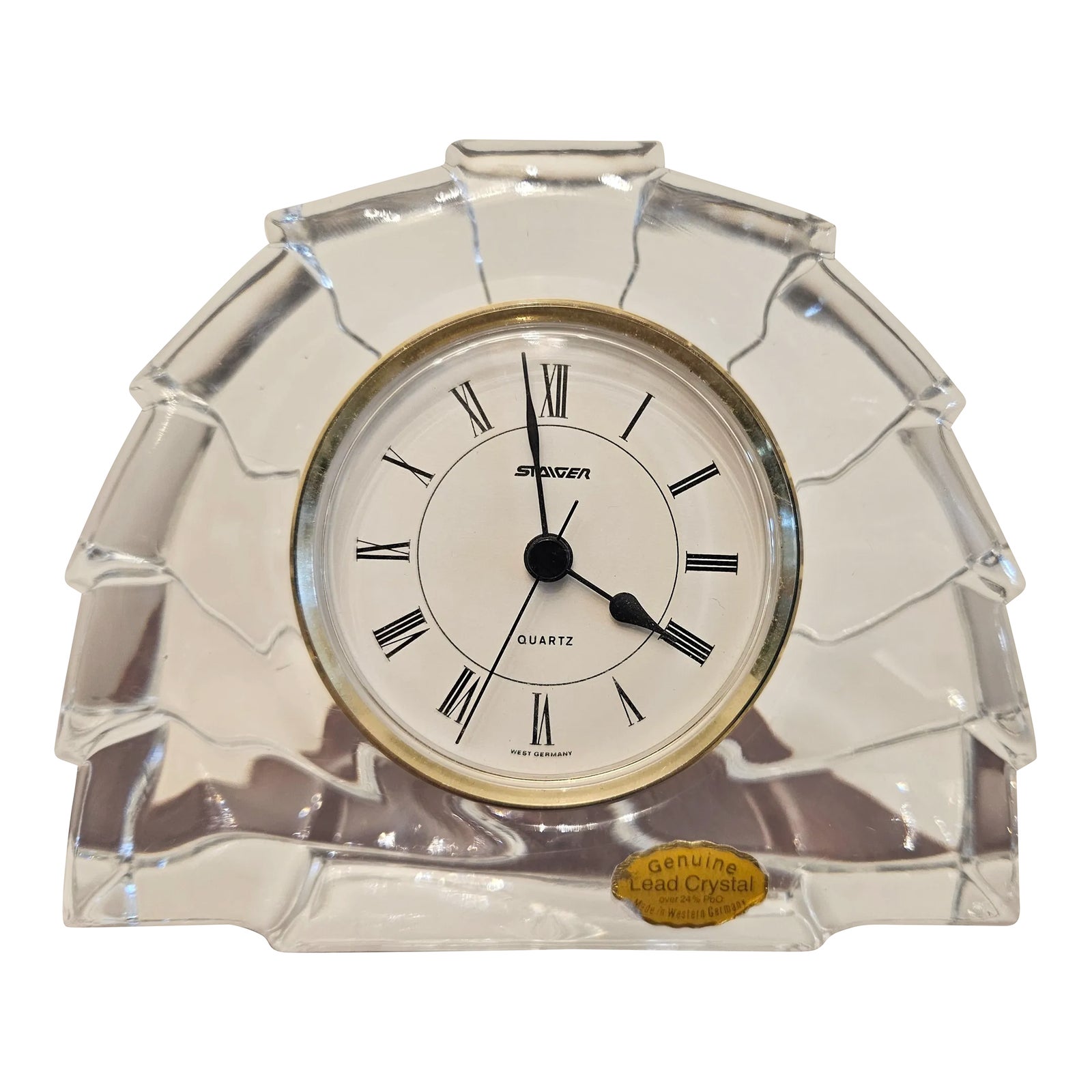 1980s Lead Crystal Desk Clock Staiger, West Germany | Chairish