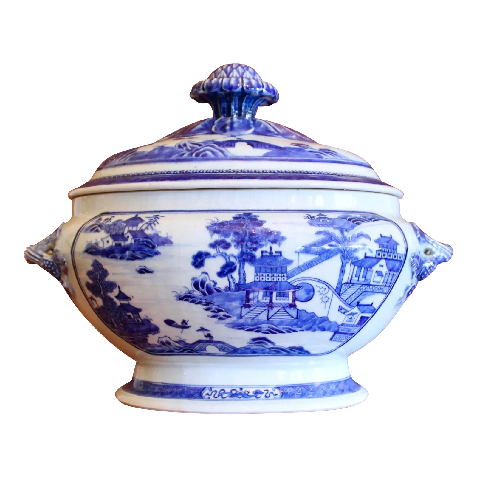 Large Nanking Chinese Export Porcelain Tureen | Chairish