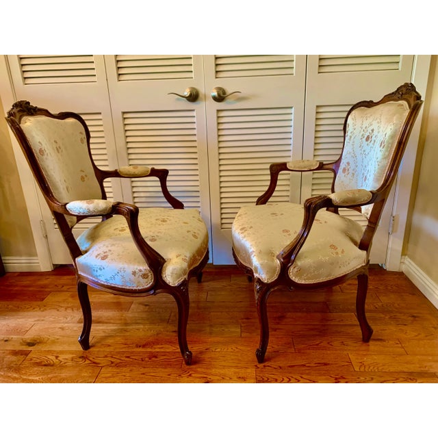 Late 19th Century Antique Louis XV Arm Chairs- a Pair | Chairish