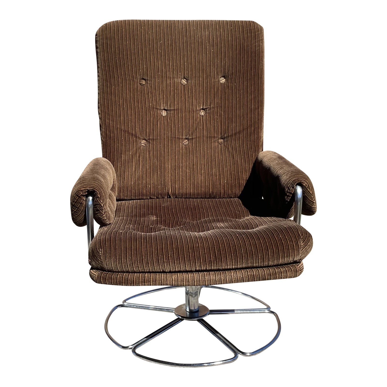 1970s Terrence Conran for Habitat Chrome Swivel Lounge Chair | Chairish