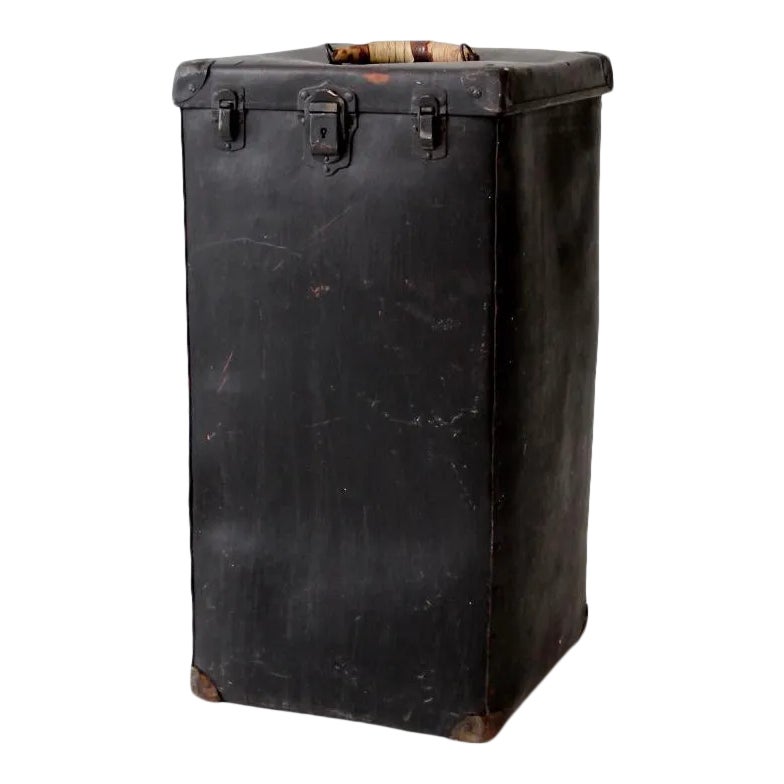 Vintage Black Storage Bin | Chairish