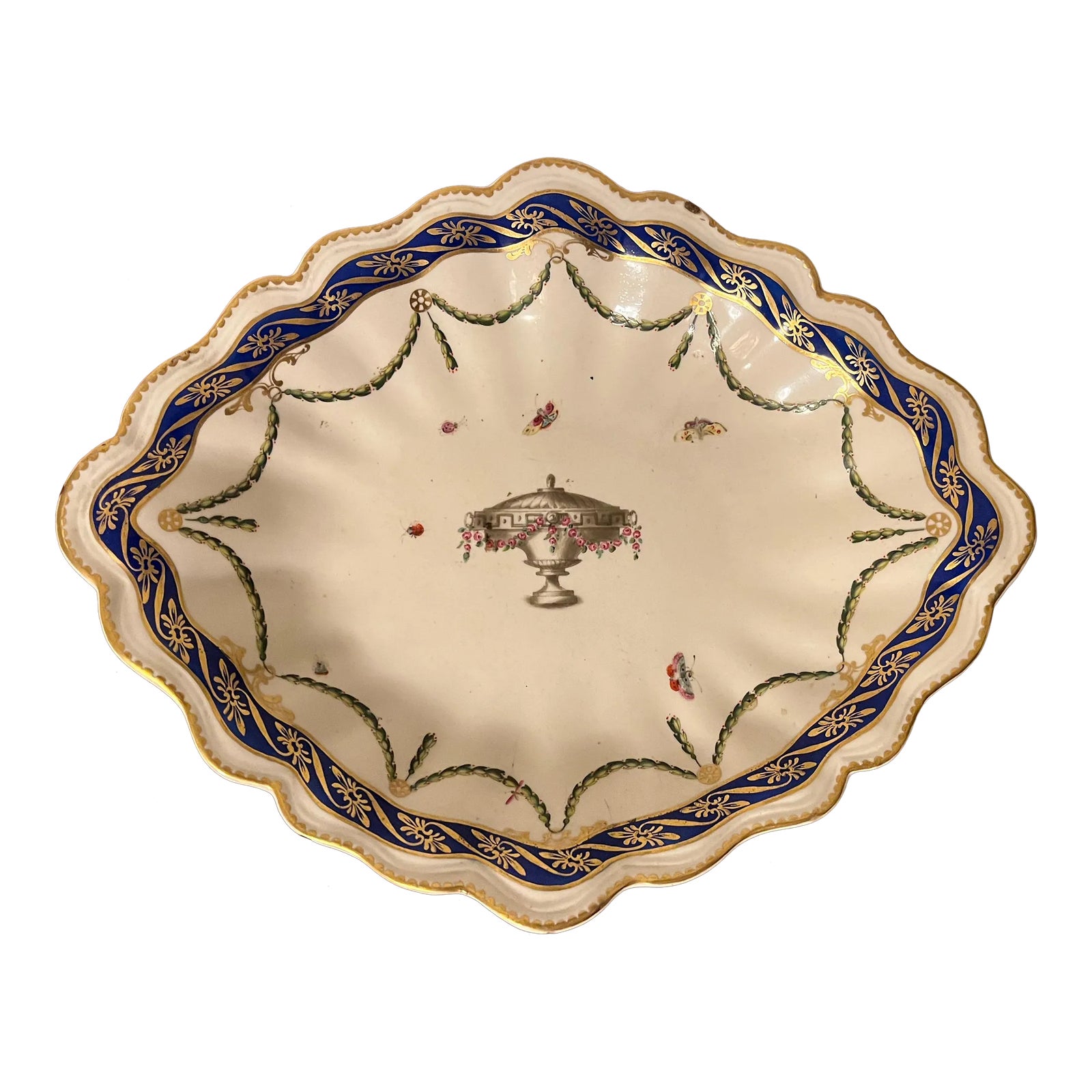 Antique 18th Century Derby Porcelain Oval Platter Decorated With an Urn ...