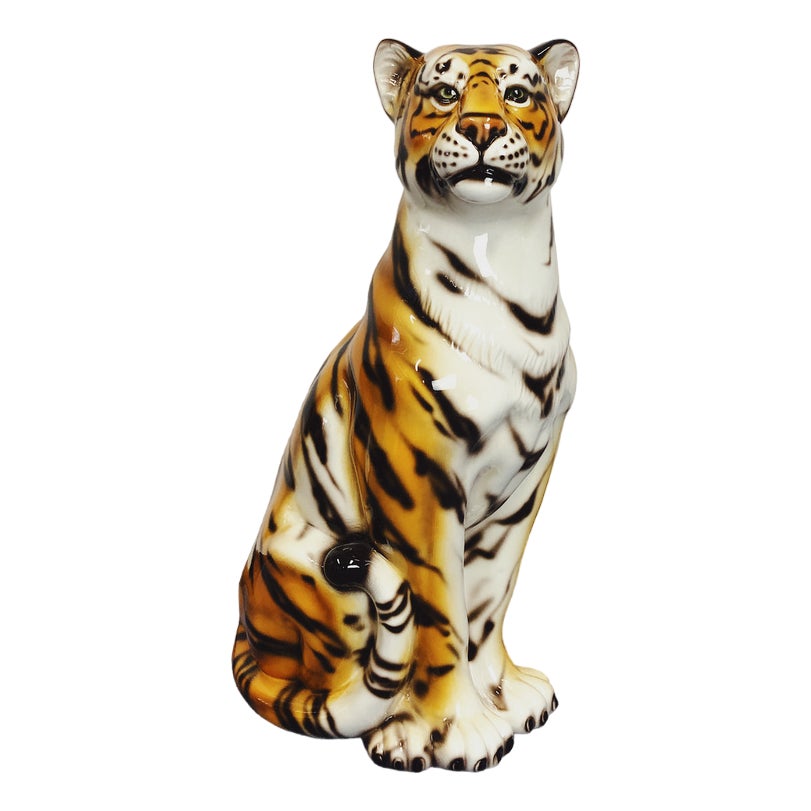 Tiger Statue in Ceramic by Ceramiche Boxer | Chairish