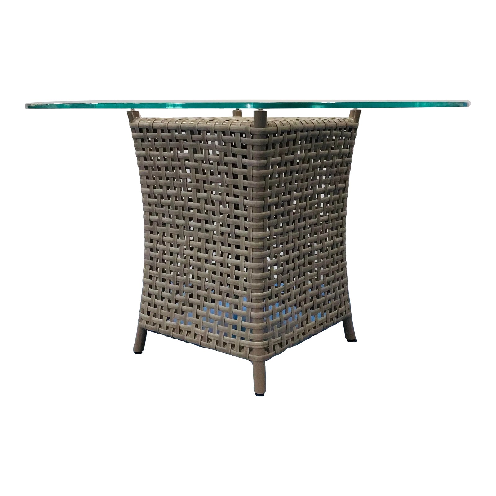Backer / McGuire Modern Gray Woven Resin Outdoor Dining Table | Chairish