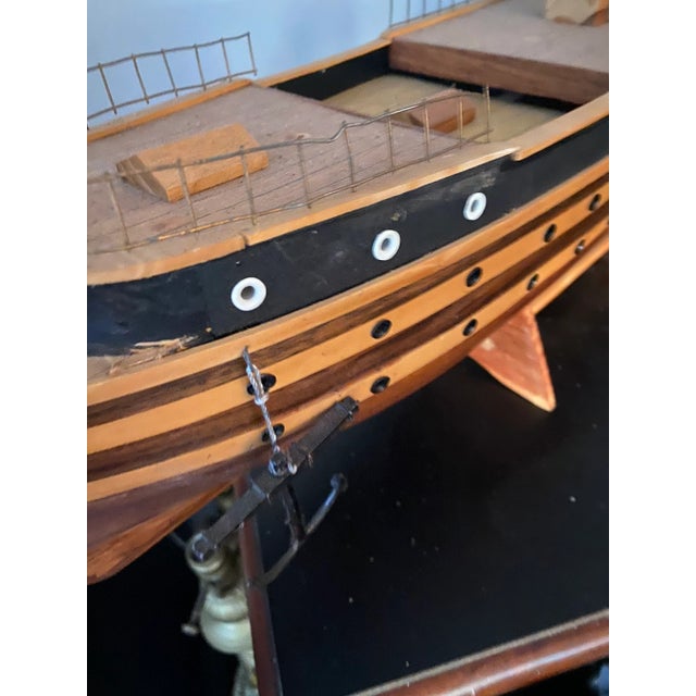 Vintage Wooden Ship Model | Chairish