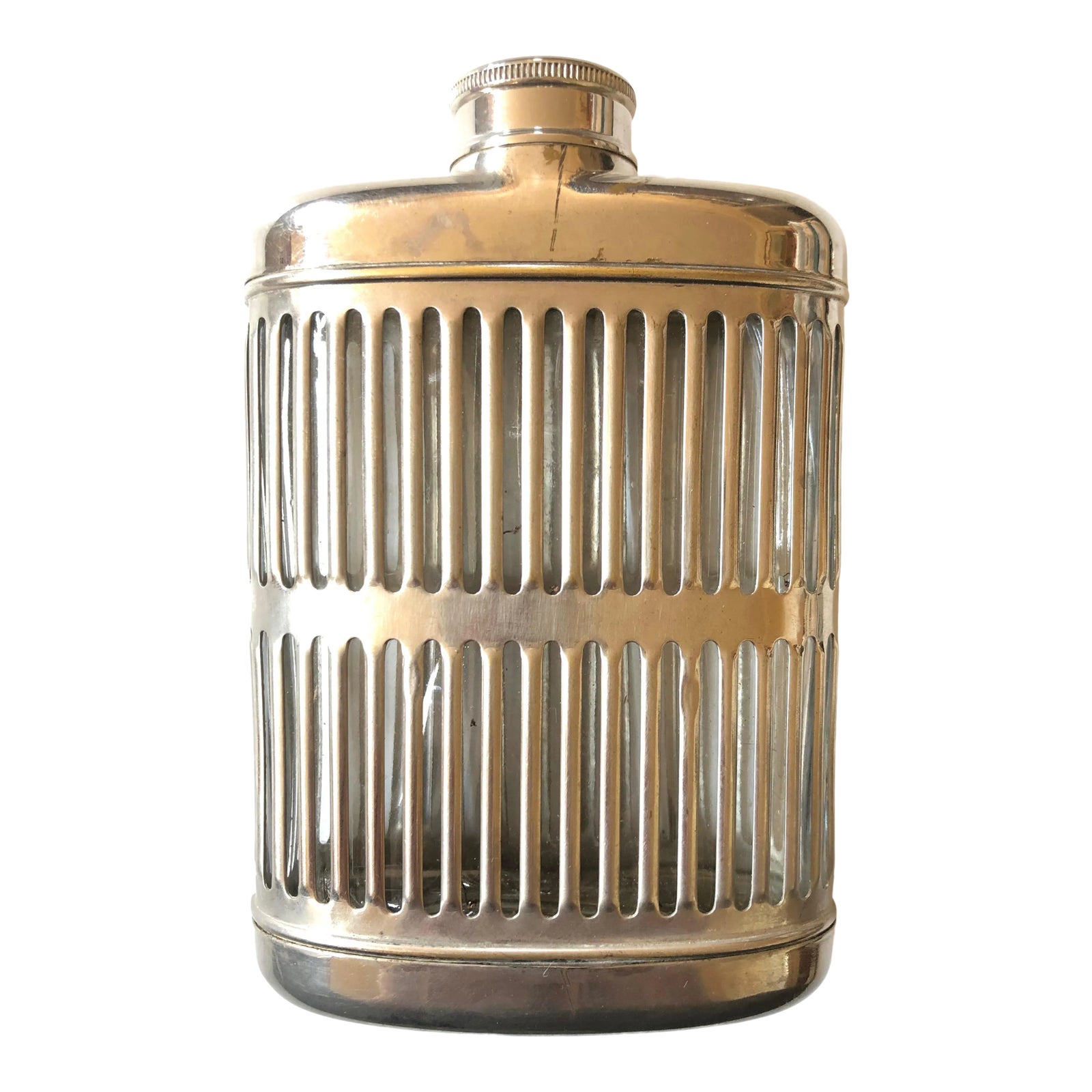 Silver Metal Hip Flask | Chairish