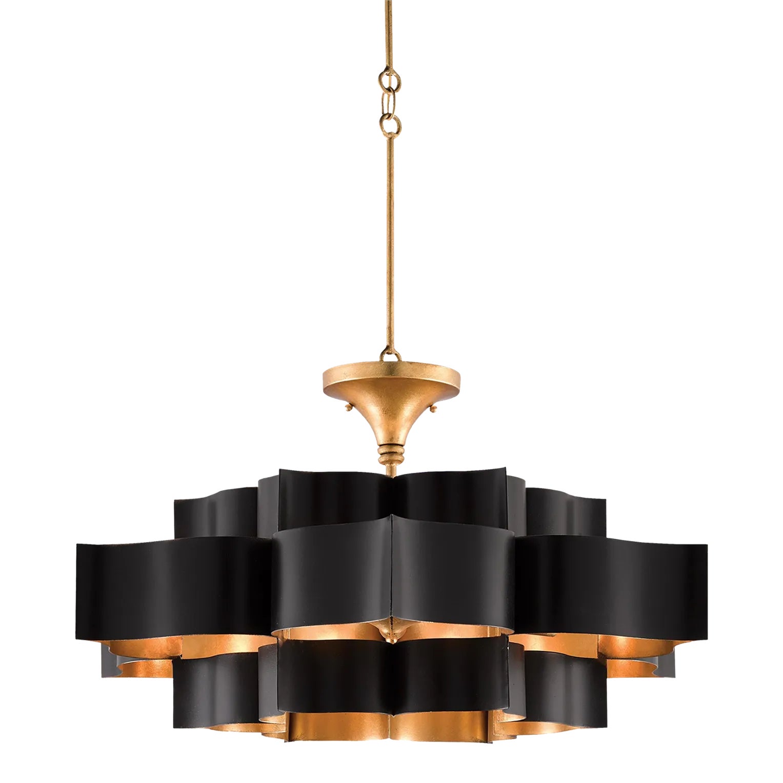Currey & Company Grand Lotus Black Large Chandelier | Chairish