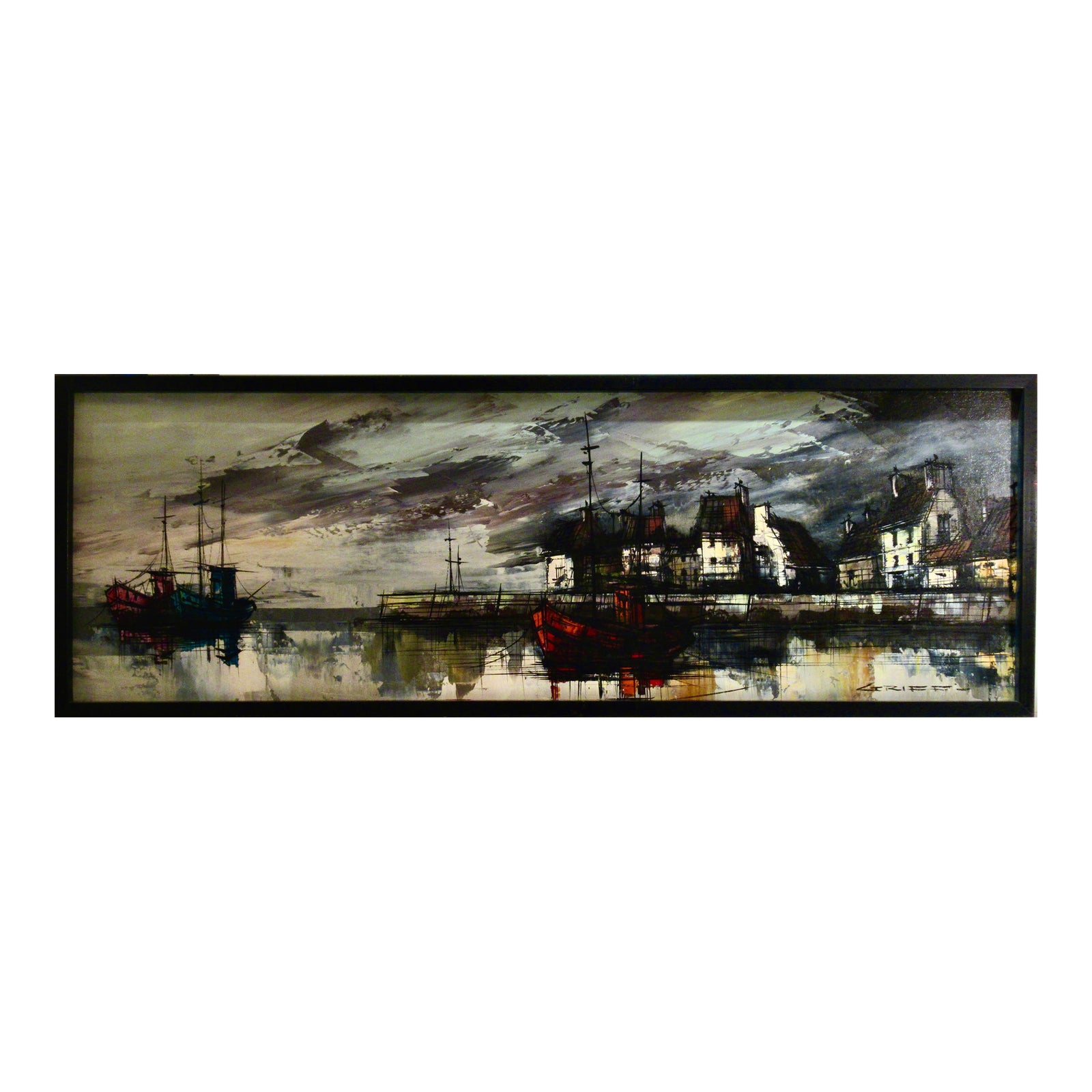M. Edward Griff Harbor Scene C. 1975 Painting | Chairish