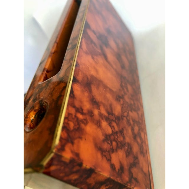 Mid 20th Century Faux Tortoise Shell Lacquer Pen and Pad Holder | Chairish
