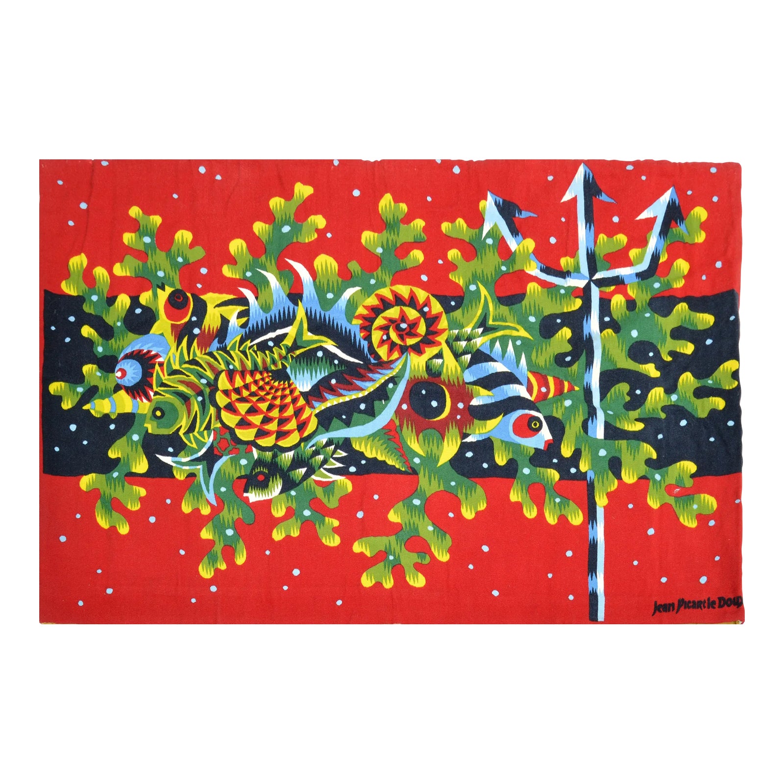 Signed French Jean Picart Le Doux Woven Wool Tapestry Mid-Century ...