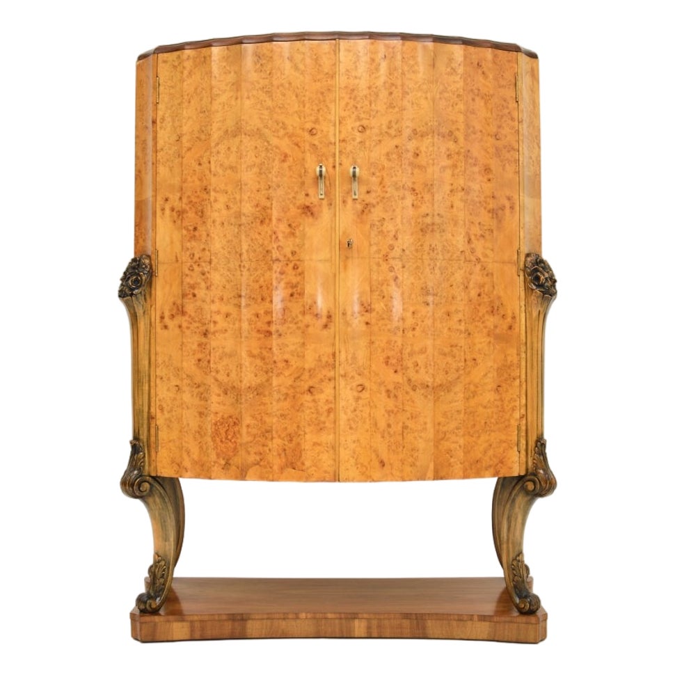Art Deco Burr Walnut Cocktail Cabinet from Harry and Lou Epstein, 1920s ...