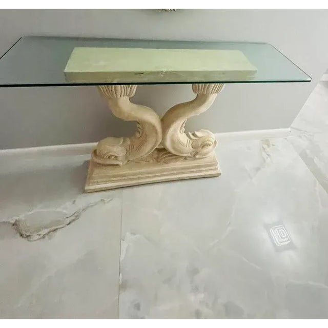 1980s Hollywood Regency Koi Fish Console Table With Glass Top | Chairish