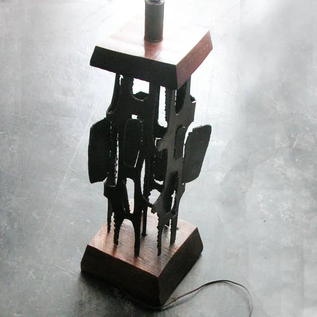 Vintage Brutalist Table Lamp in the Style of Paul Evans | Chairish