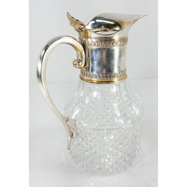 Vintage Pressed Glass and Silverplate Pitcher Decanter | Chairish