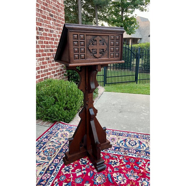 Antique English Oak Gothic Lectern Book Stand Oak 19th C | Chairish