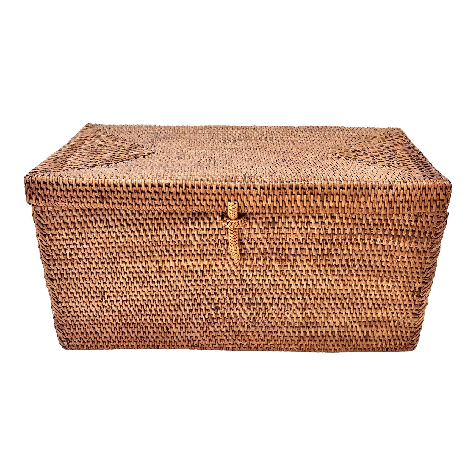 Vintage Handwoven Rattan Storage Box – Southeast Asian Lidded Wicker ...