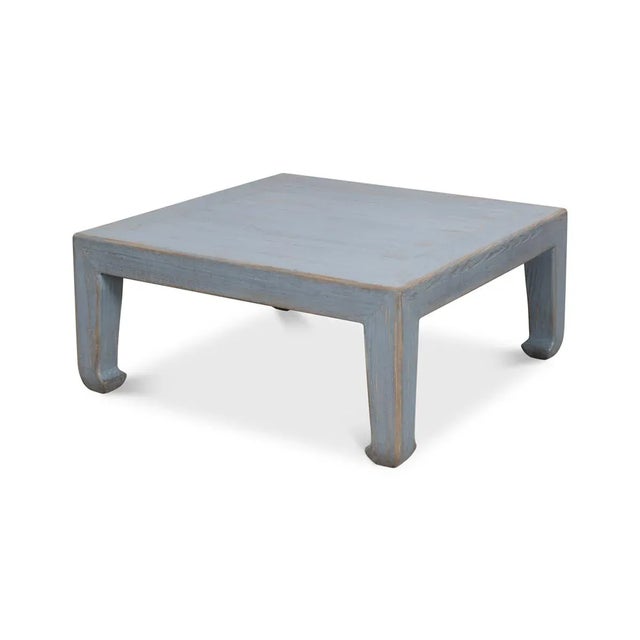Blue Pine Wood Coffee Table | Chairish