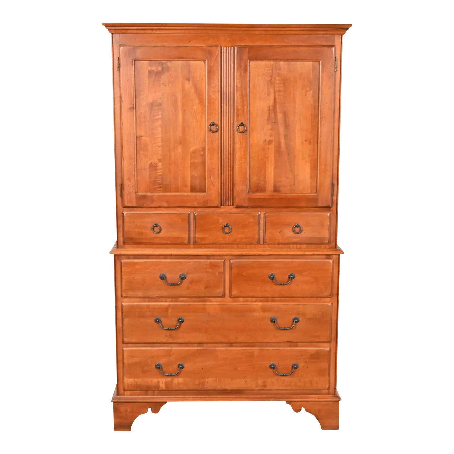 Ethan Allen Georgian English Country Solid Birch Highboy Dresser or ...
