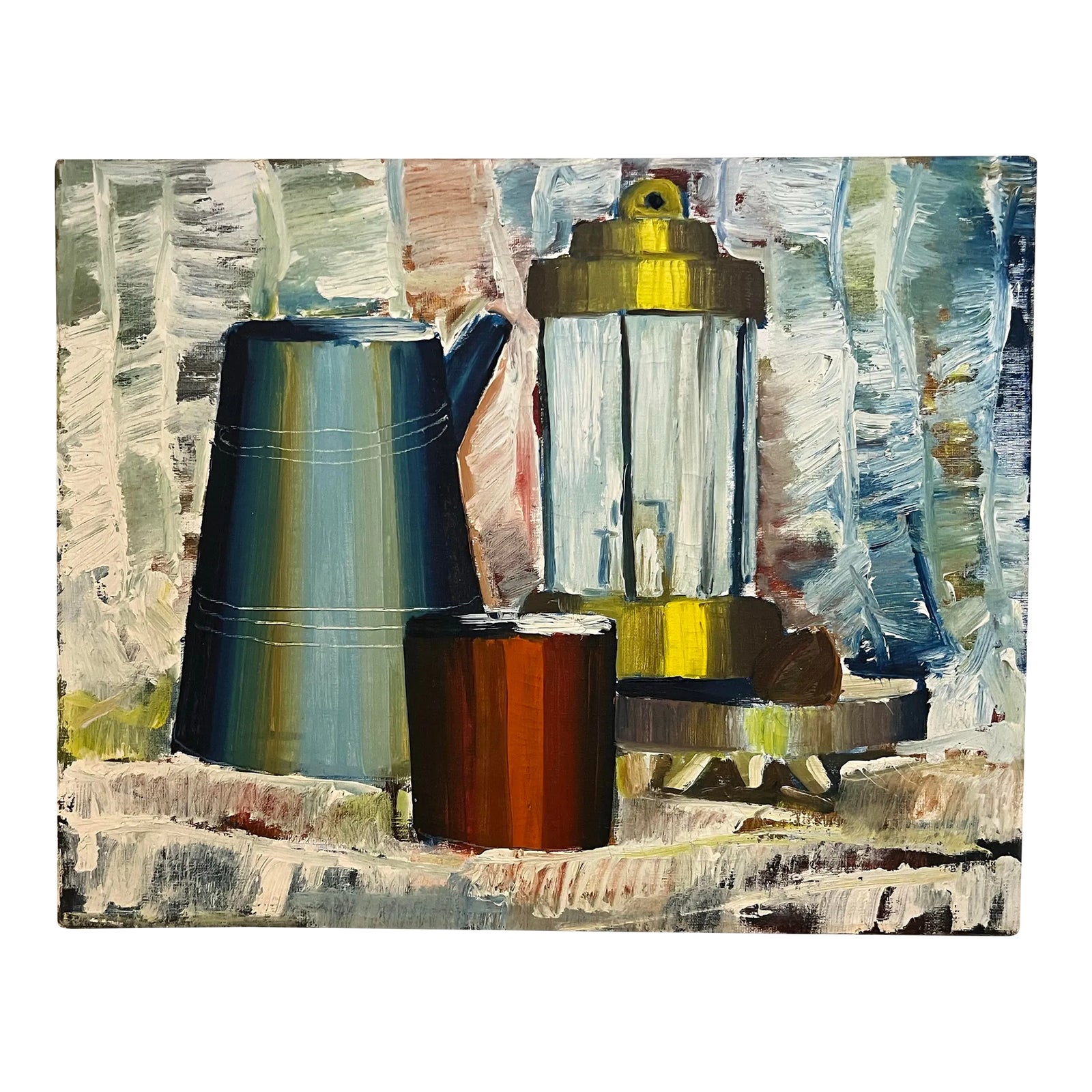 Mid 20th Century Midcentury, Vivid Colored Still Life Oil Painting on ...