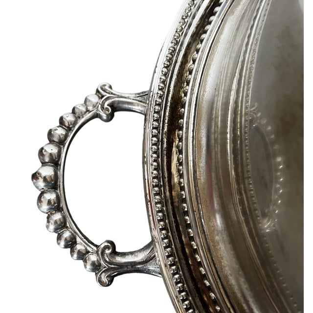 Antique English Silverplate Serving Platter With Walnut Board | Chairish