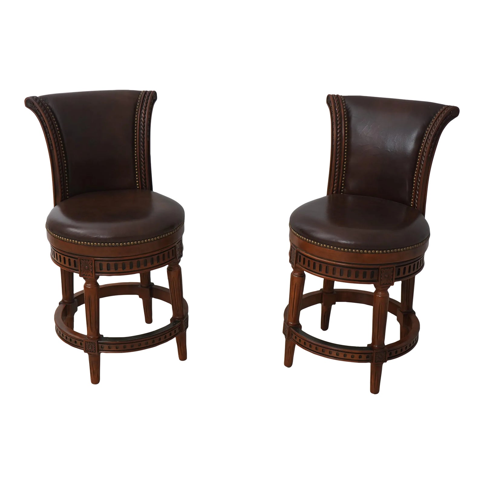 Pair Regency Style Revolving Seat Bar Stools | Chairish