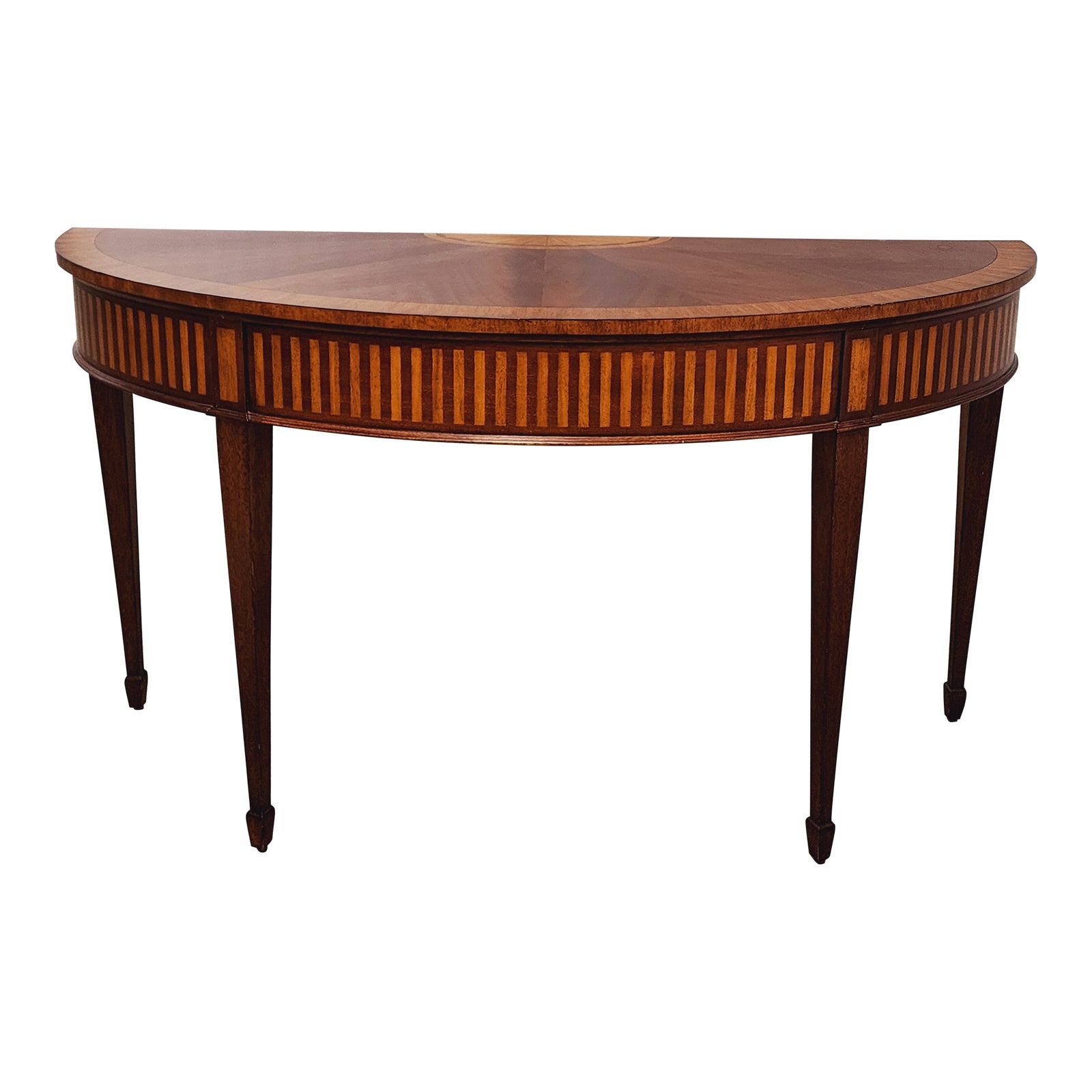 Ethan Allen Federal Style Inlaid Mahagony Demi- Lune Console Table ...
