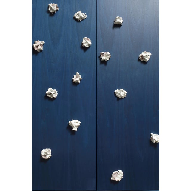 Blossom, Blue Storage Cabinet With Handmade Ceramic Inserts, Double ...