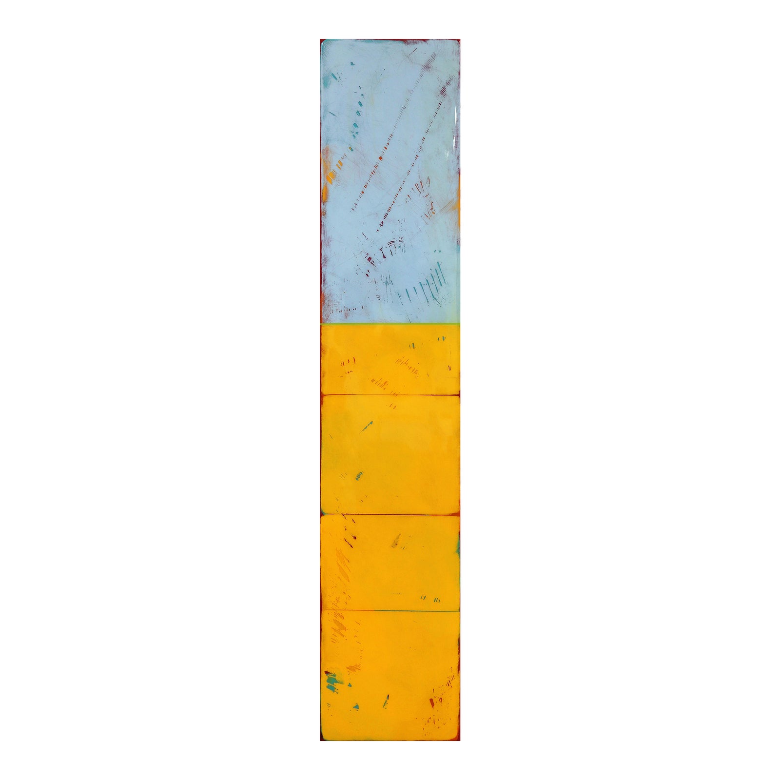 Tall Sunspot 17 - Modern Acrylic Yellow and Gray Two Tone Resin ...