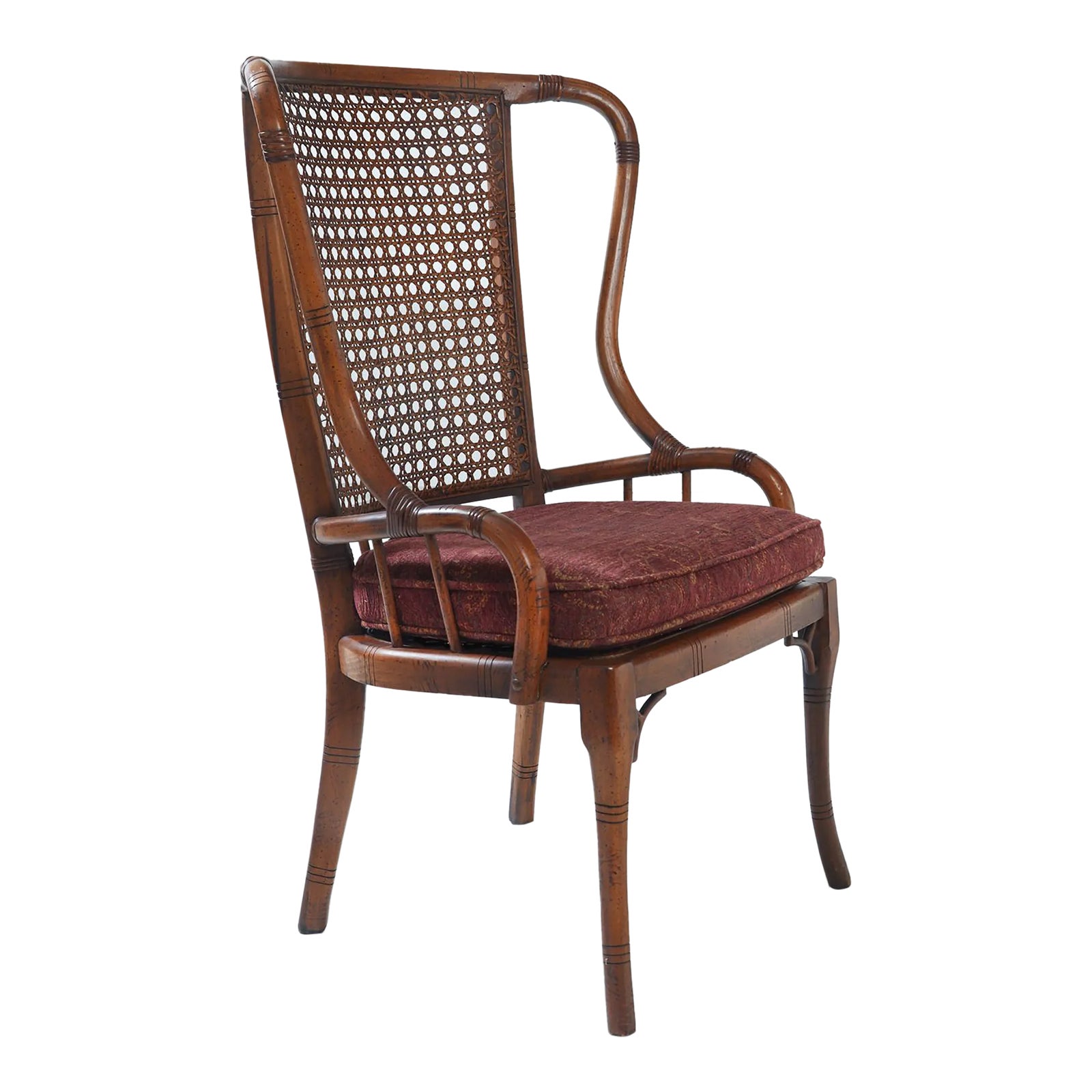 Mid 20th Century Vintage Mid Century Italian Curved Back Cane Wing ...