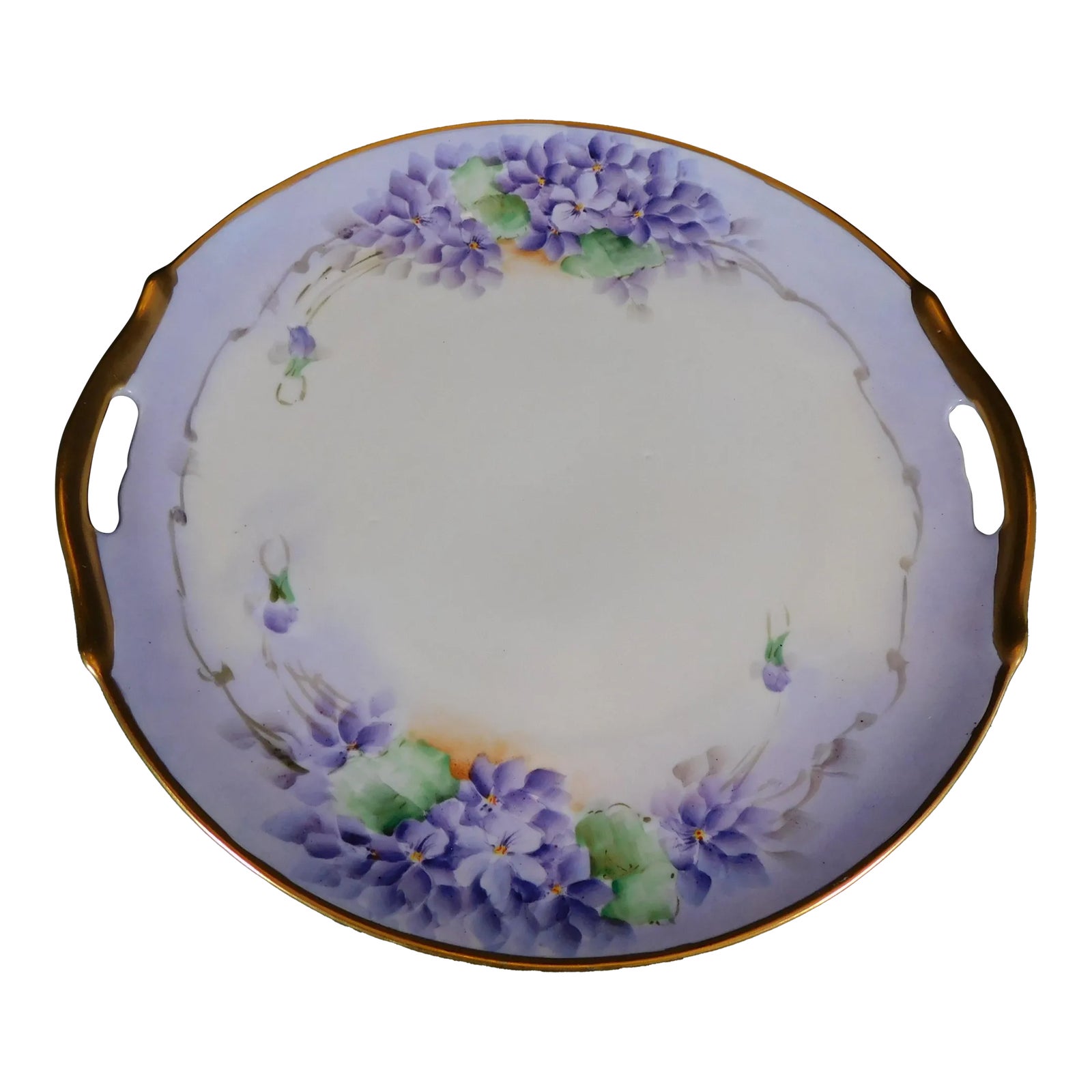 1950s Purple Floral Serving Platter | Chairish