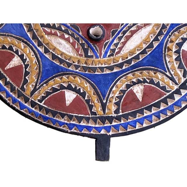 African Bwa Sun Mask Blue and Red Burkina Faso | Chairish