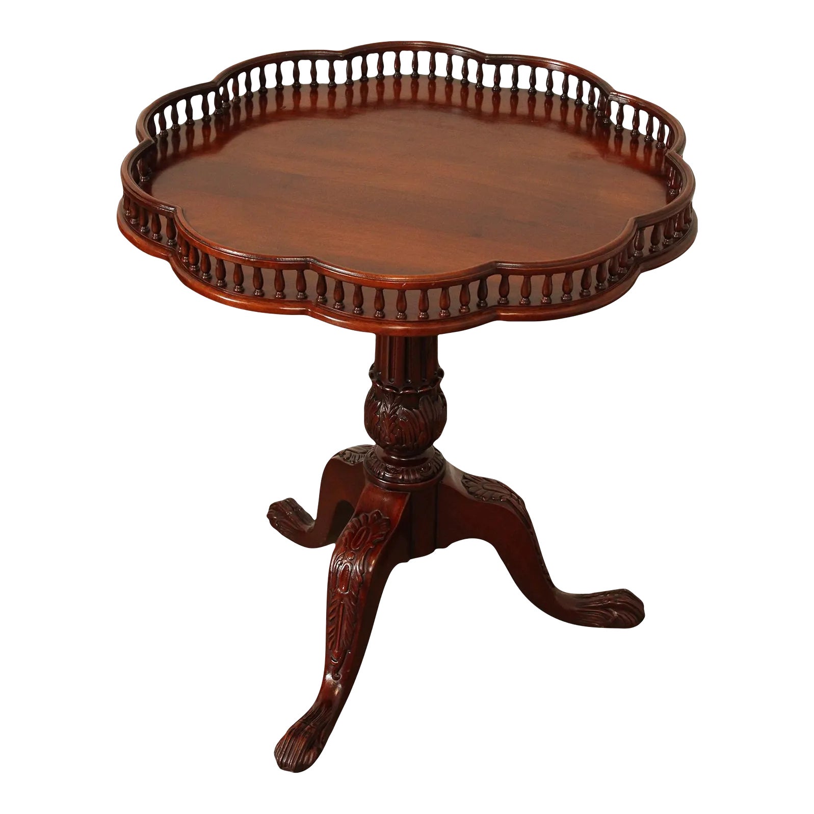 Wellington Hall Carved Mahogany Tea Table | Chairish
