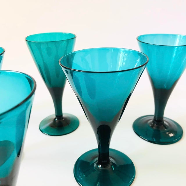 Teal Cocktail Glasses - Set of 6 | Chairish