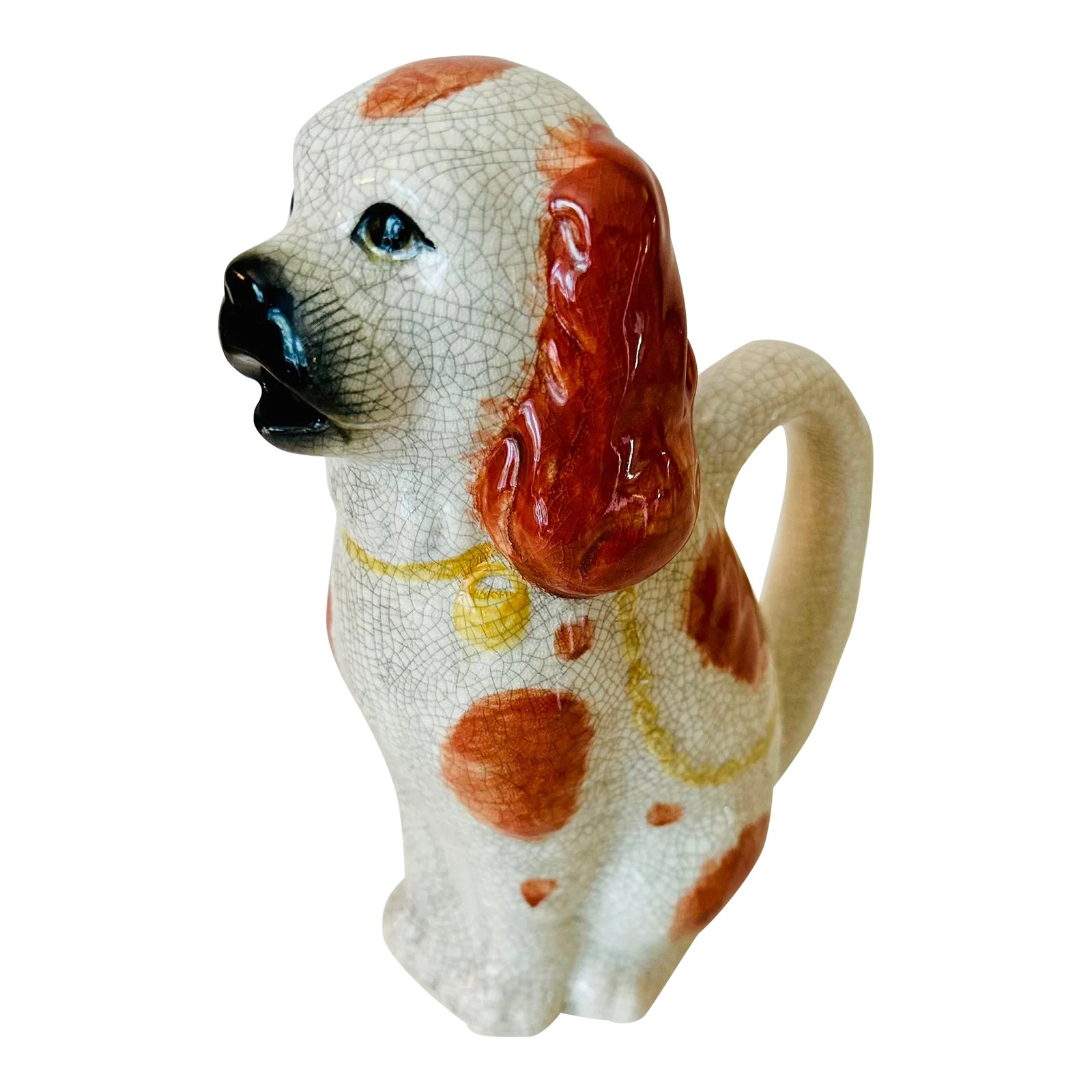 1970s Vintage Fitz and Floyd Staffordshire Dog Pitcher or Vase | Chairish