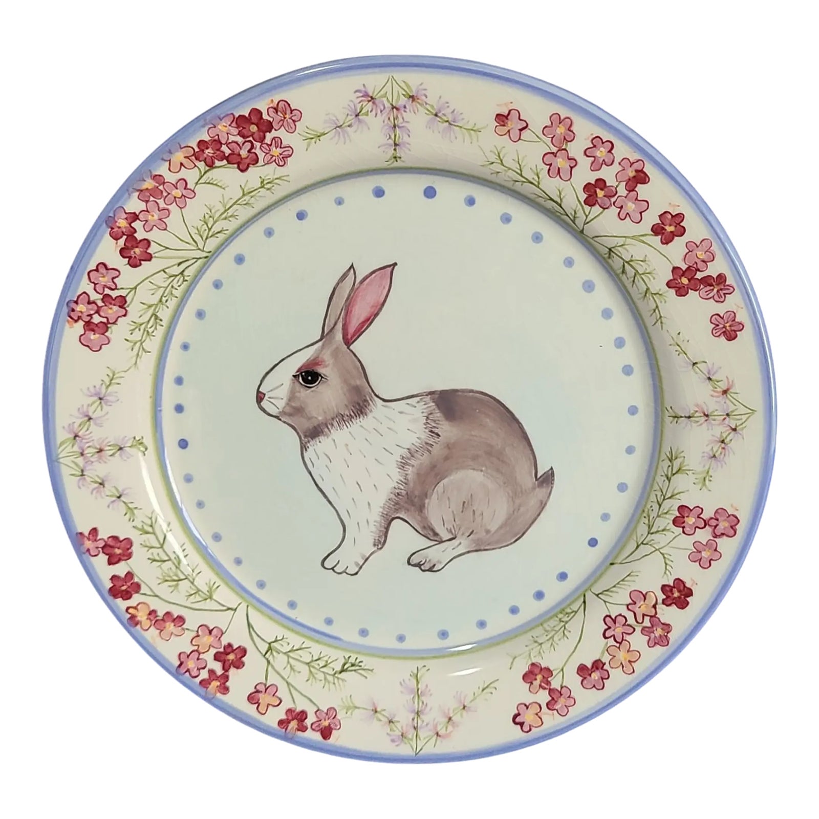 Late 20th Century Danna Cullen Zrike Meadow Bunny Rabbit Luncheon Salad Dessert Plate | Chairish