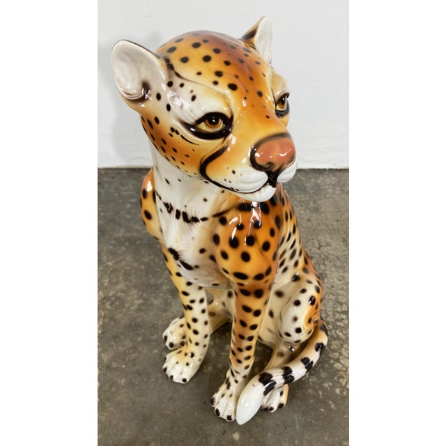 Vintage Italian Capodimonte Ceramic Cheetah | Chairish