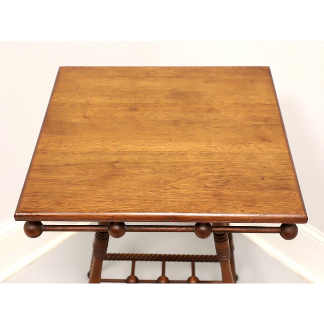 Antique Walnut Victorian Square Turned Leg Side Table | Chairish