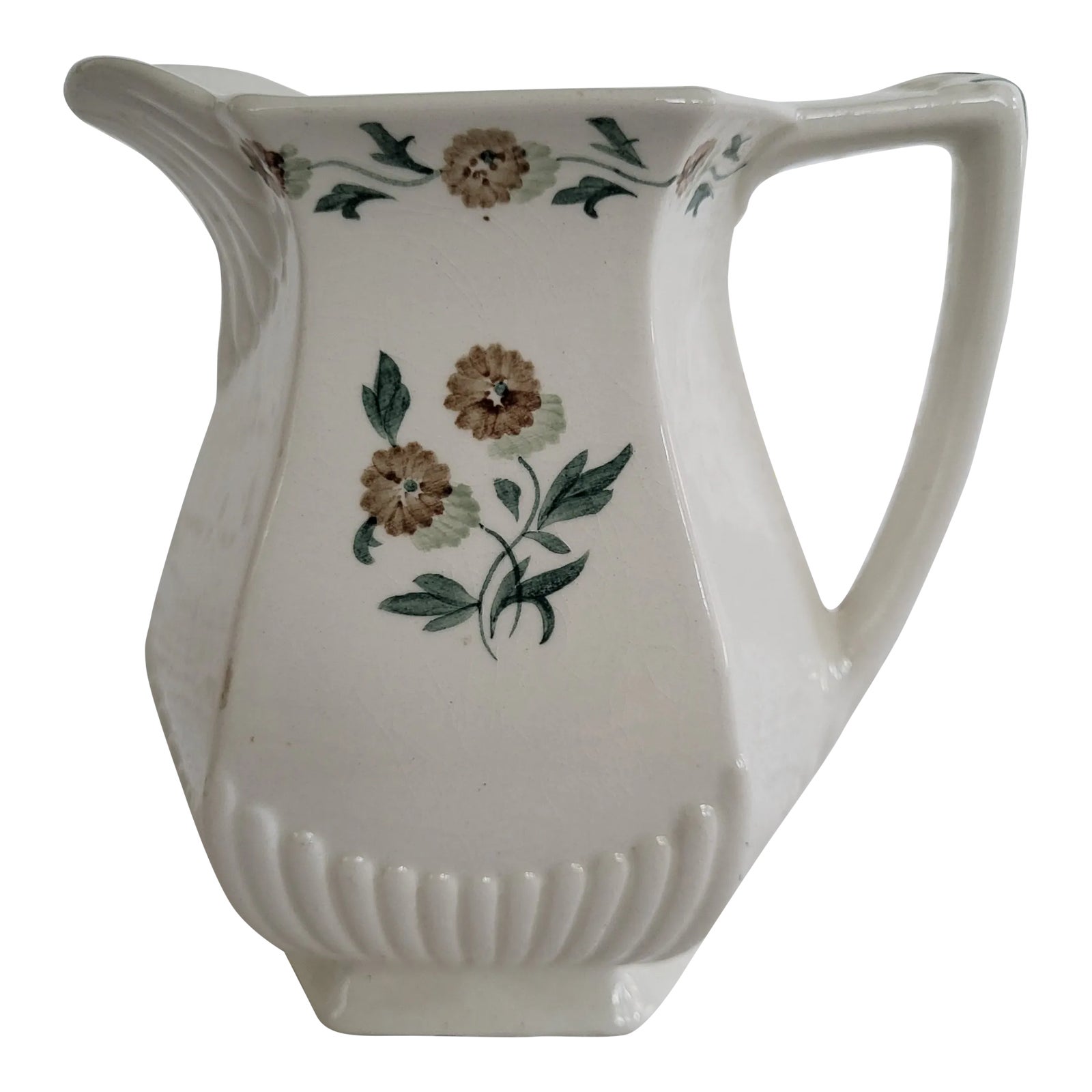 Antique English Hand Painted Floral Ironstone Water Pitcher by Adams ...