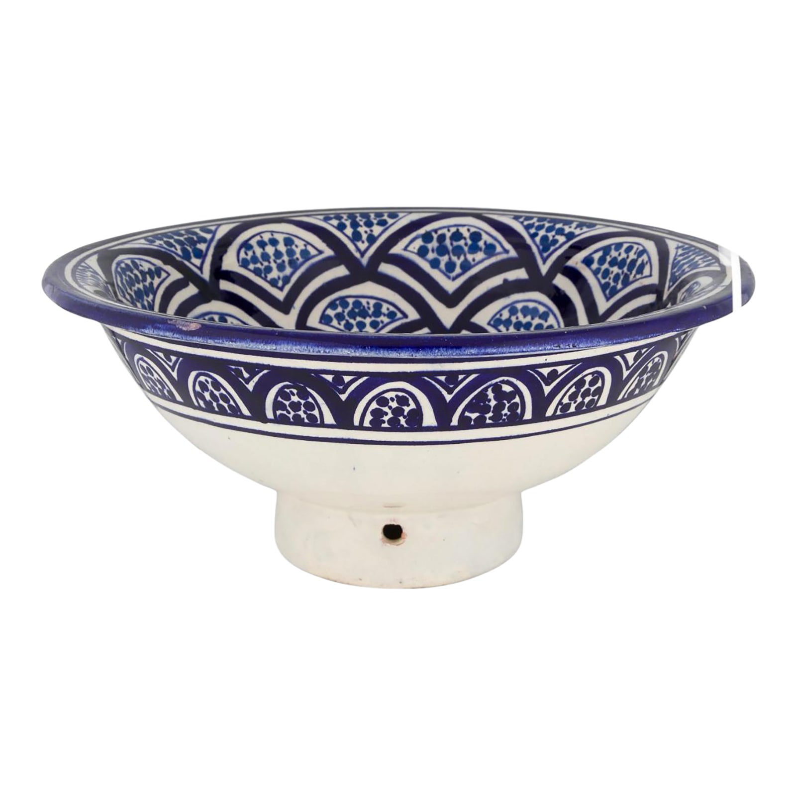 Moroccan Bowl Morocco Ceramic Blue White Raised Bowl Hand Painted ...