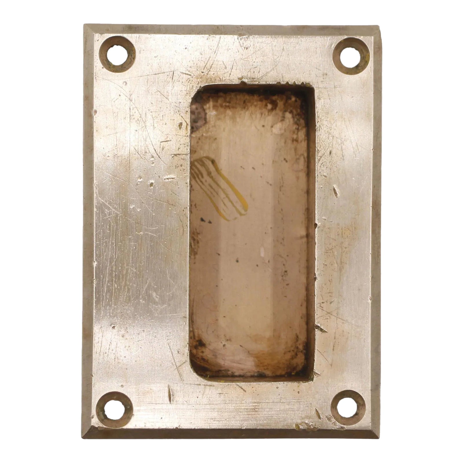 Vintage 4 In. Polished Brass Recessed Pocket Door Pull | Chairish