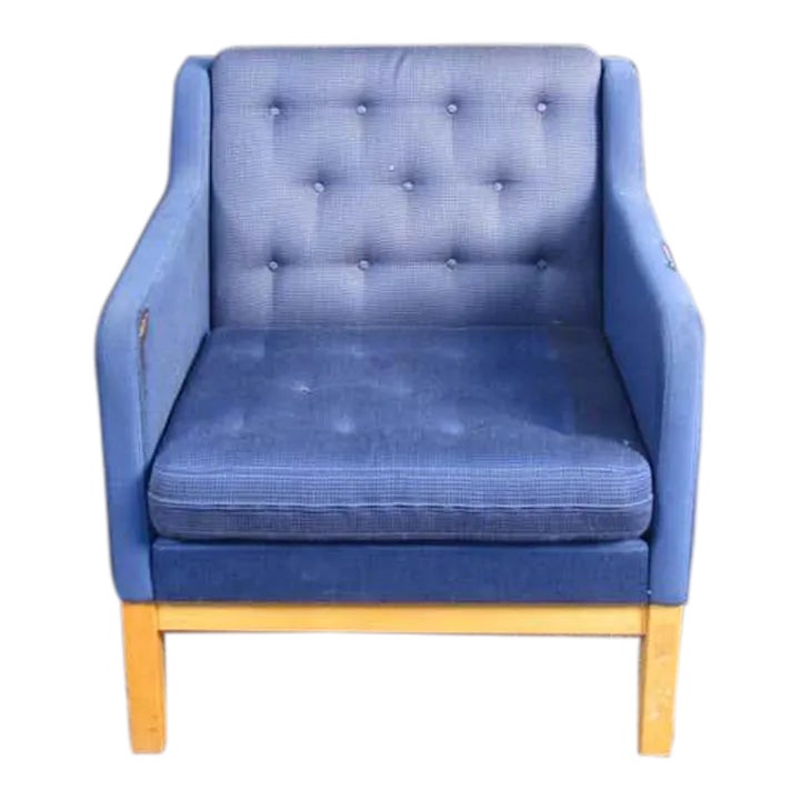Vintage Tufted Blue Club Chair | Chairish