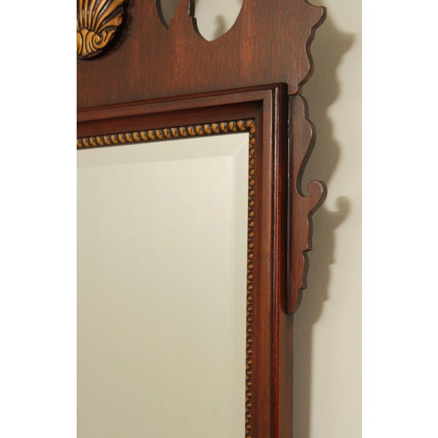 Chippendale Style Vintage Mahogany Gilt Shell Carved Wall Mirror | Chairish