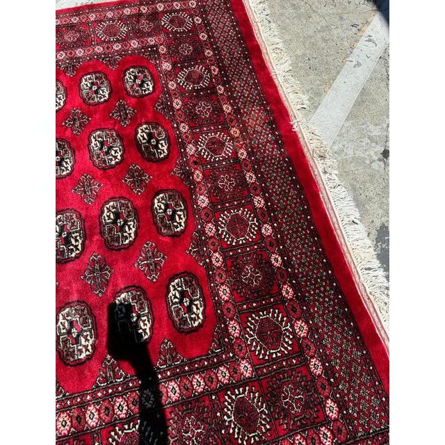 6ft4in X 9ft4 in Vintage Pakistani Bokhara Handknotted Area Rug | Chairish