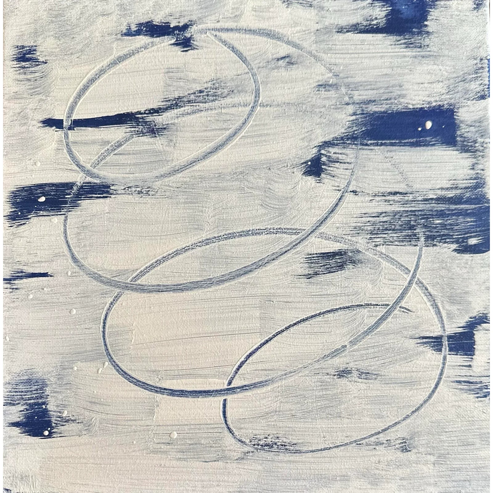 Erin Simon Original “Imperfection” on White and Navy Blue | Chairish