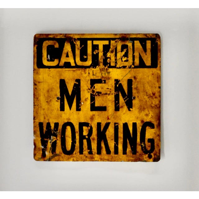 Vintage Men Working Sign, Framed as Art | Chairish