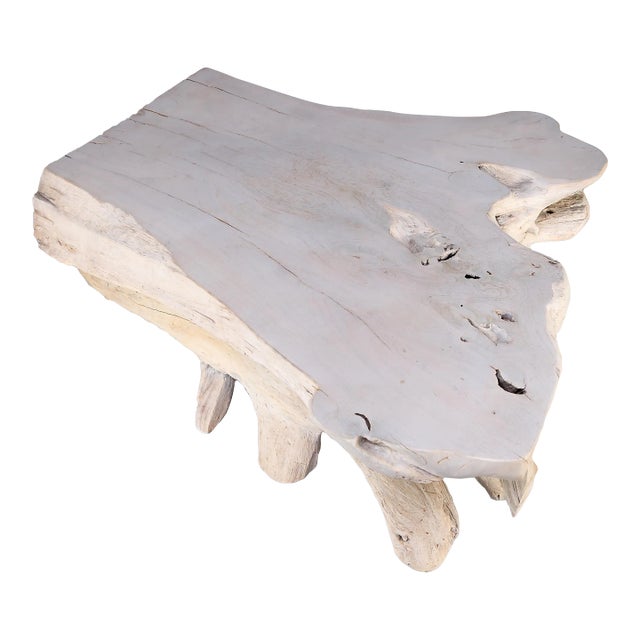 White Teak Block Coffee Table 64 | Chairish