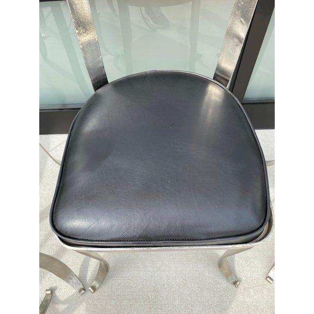 1990s Set of 8 Iron Klismos Column Dining Chairs With Leather ...